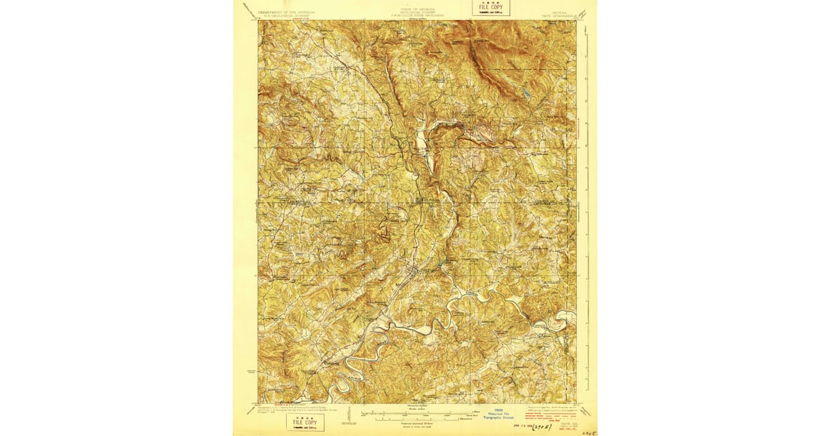 1928 Map of Tate, Cherokee County, GA — High-Res | Pastmaps