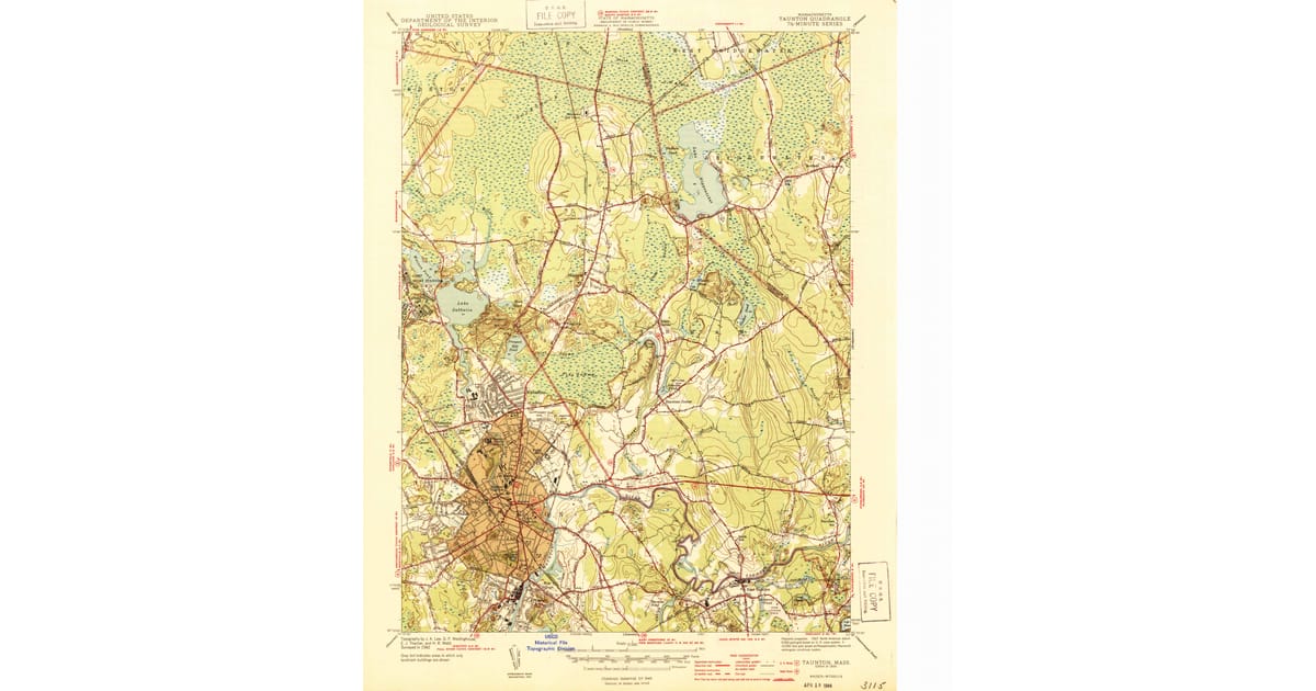 1944 Map of Taunton, MA — High-Res, 1944 Print #3 | Pastmaps