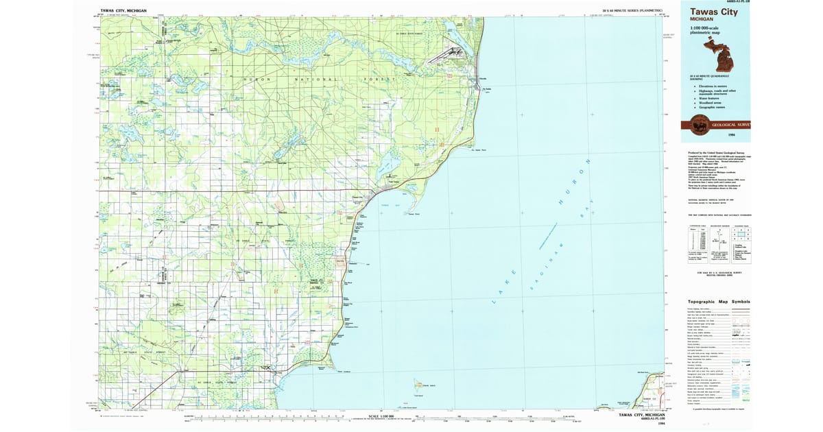 1980s Maps of East Tawas, MI | Pastmaps