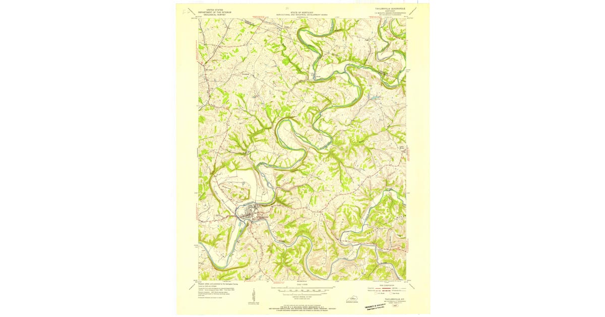 1954 Map of Taylorsville, KY — High-Res | Pastmaps