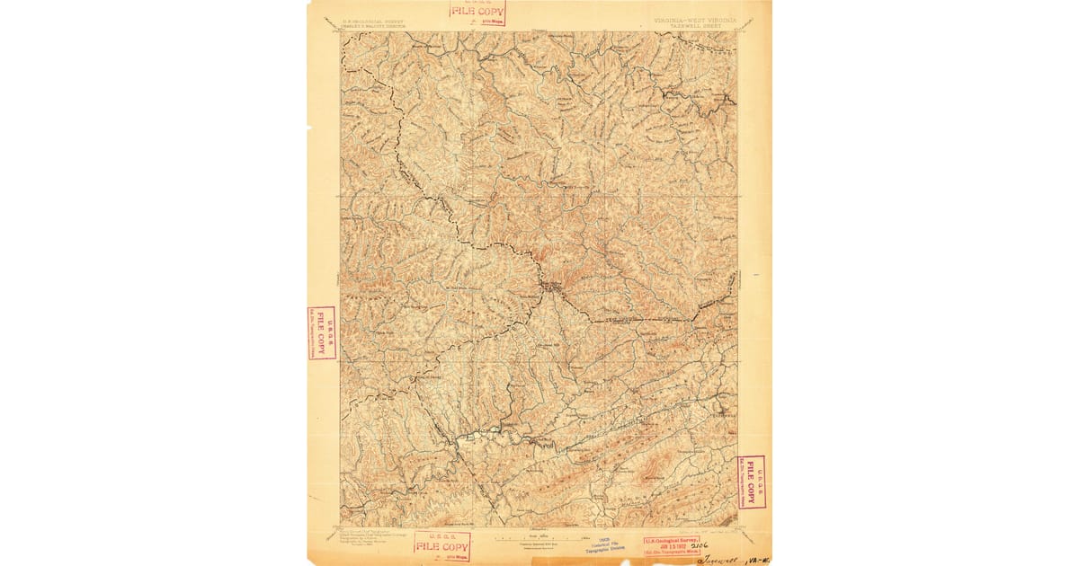 1897 Map of Tazewell, VA — High-Res, 1902 Print | Pastmaps