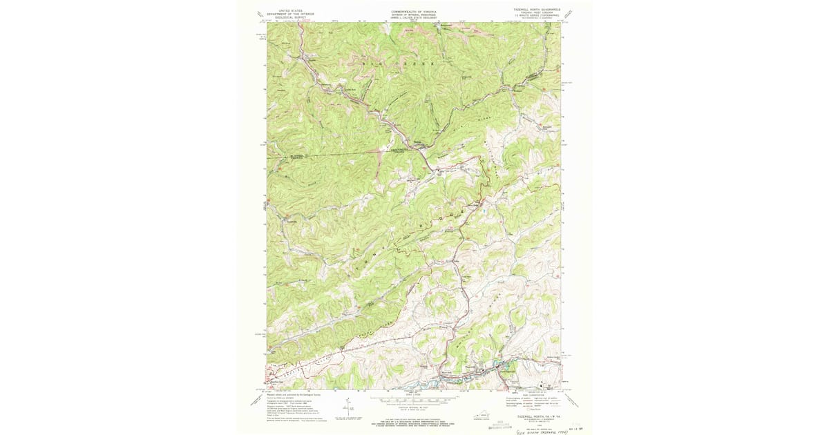 1968 Map of Tazewell North, Tazewell County, VA — High-Res | Pastmaps
