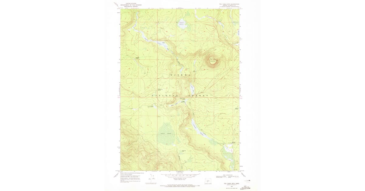1968 Map of Tea Table Mtn, Klamath County, OR — High-Res | Pastmaps