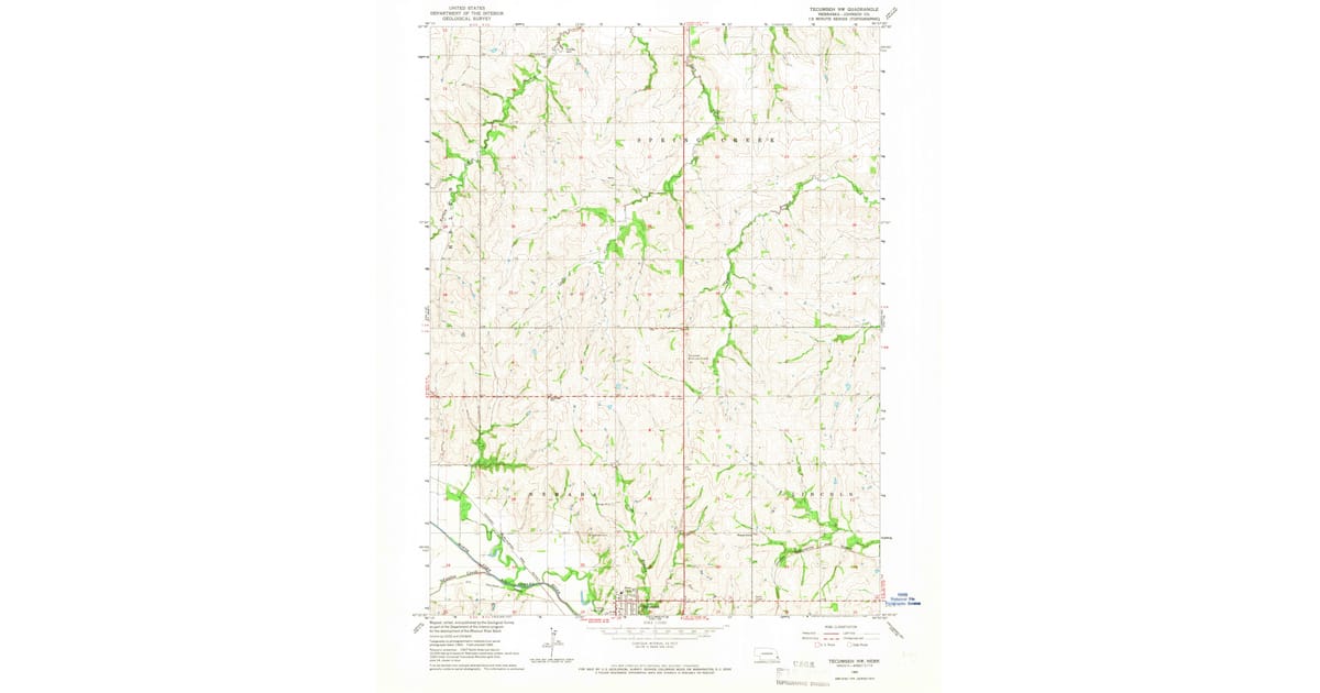 1965 Map of Tecumseh NW, Johnson County, NE — High-Res | Pastmaps