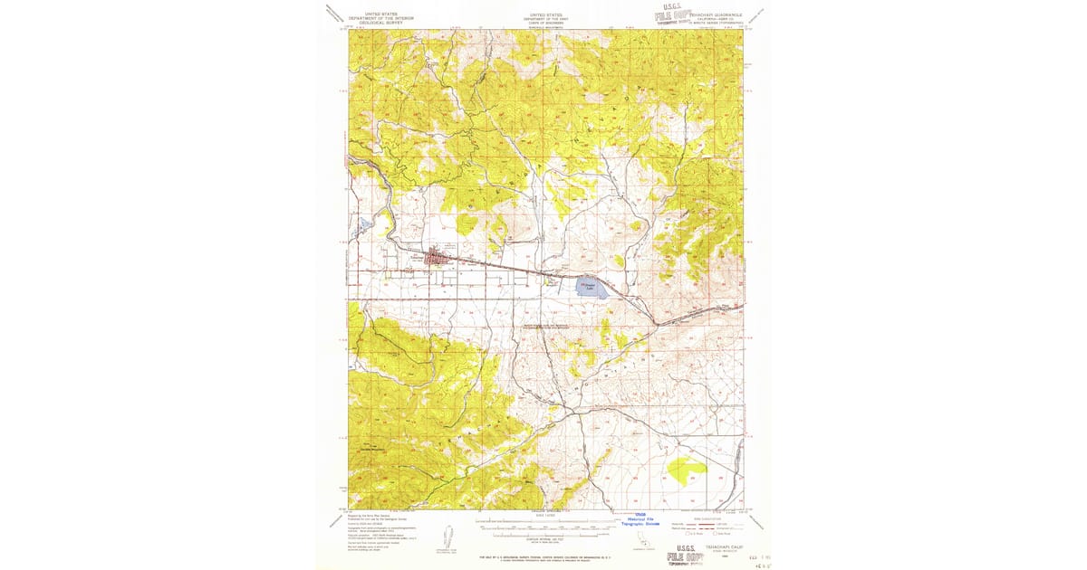 1943 Map of Tehachapi, CA — High-Res, 1956 Print | Pastmaps