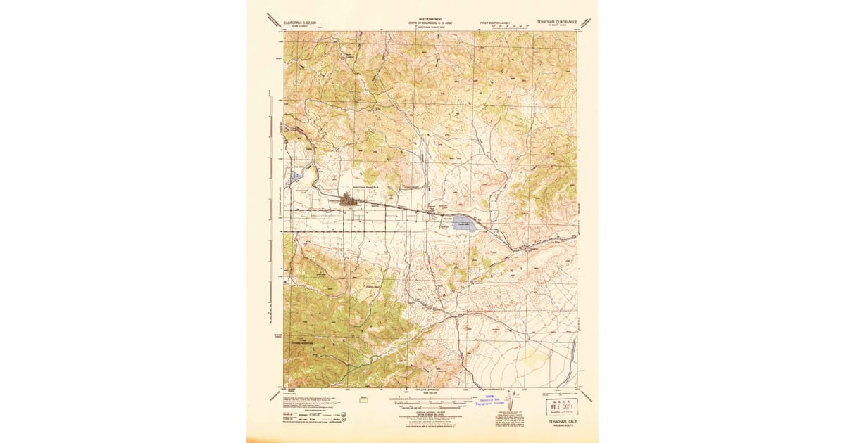 1943 Map of Tehachapi, CA — High-Res | Pastmaps