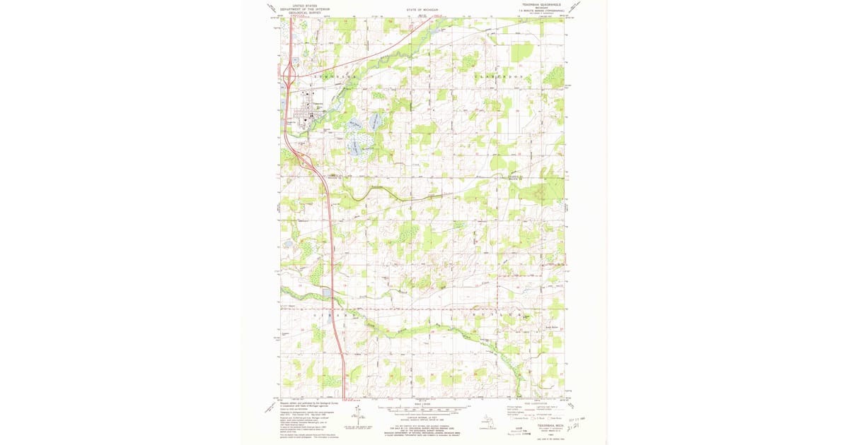 1980 Map of Tekonsha, MI — High-Res | Pastmaps