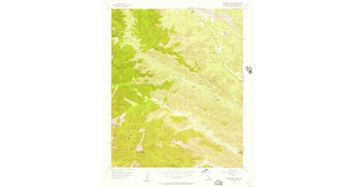 1956 Map of Telegraph Peak, San Bernardino County, CA — High-Res | Pastmaps