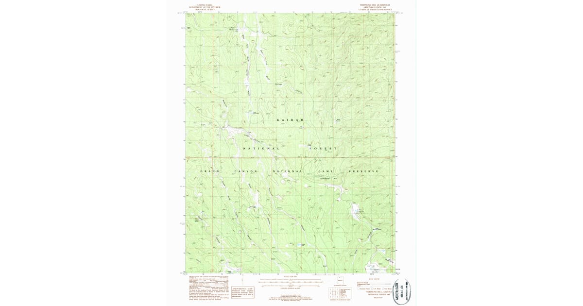 1988 Map of Telephone Hill, Coconino County, AZ — High-Res | Pastmaps
