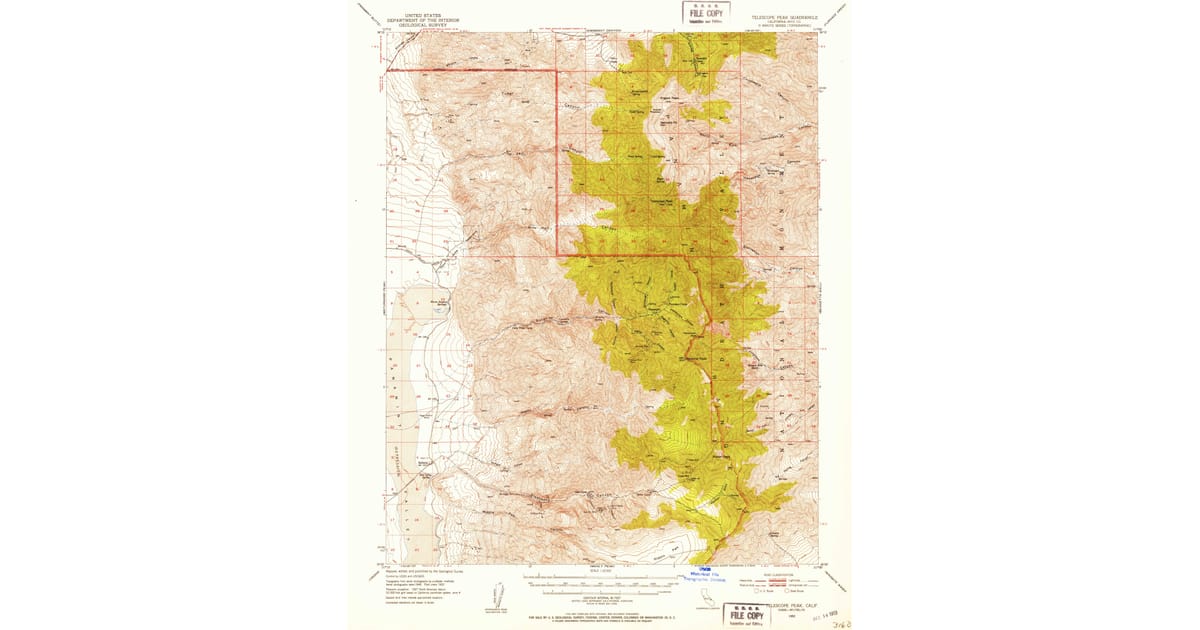 1952 Map of Telescope Peak, Inyo County, CA — High-Res | Pastmaps