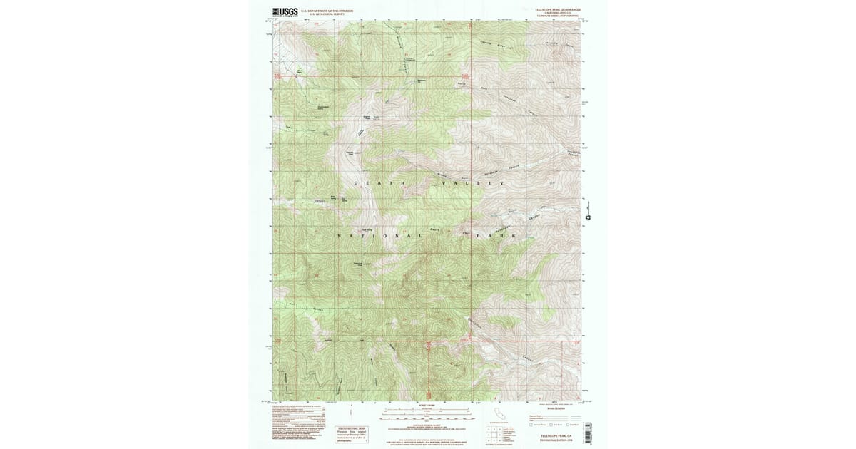 1998 Map of Telescope Peak, Inyo County, CA — High-Res | Pastmaps