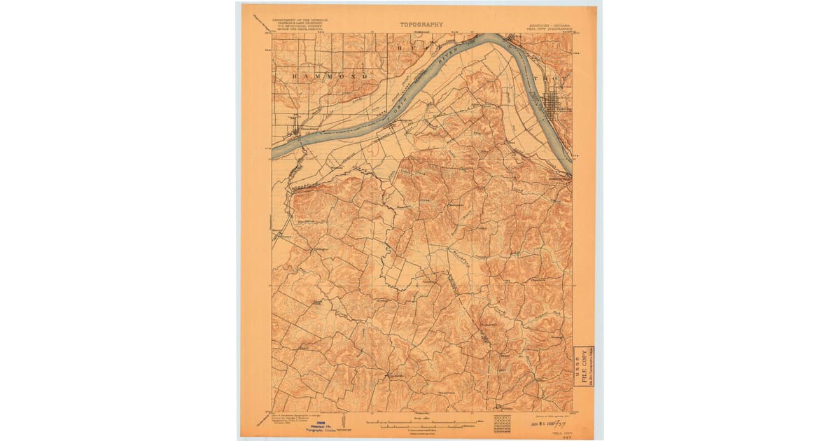 1903 Map of Tell City, IN — High-Res, 1917 Print | Pastmaps