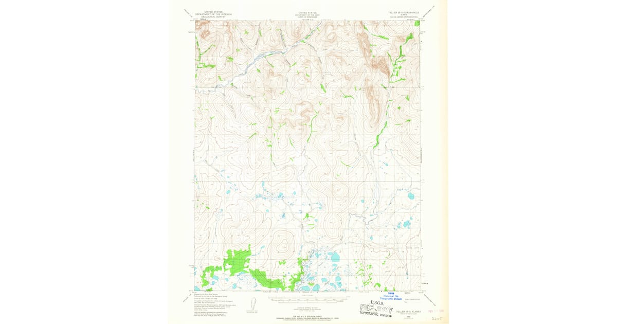 1950 Map of Teller B-1, Nome Borough, AK — High-Res, 1967 Print | Pastmaps