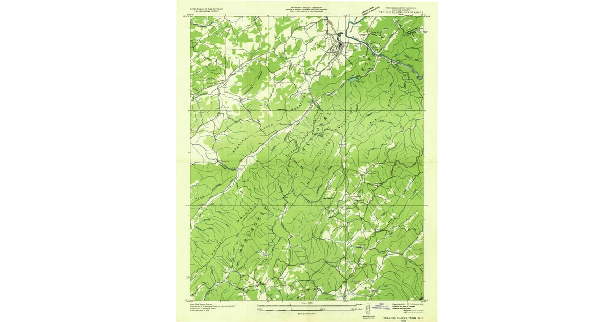 1934 Map of Tellico Plains, TN — High-Res | Pastmaps