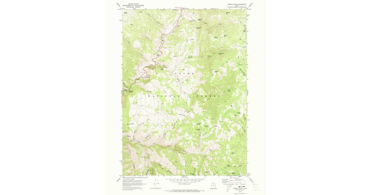 1969 Map of Temple Peak, Cache County, UT — High-Res | Pastmaps