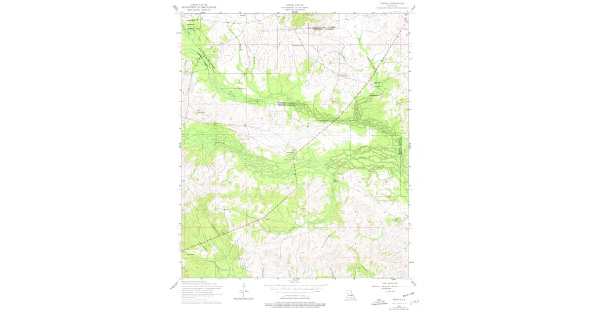 1954 Map of Temple, Vernon Parish, LA — High-Res, 1976 Print | Pastmaps