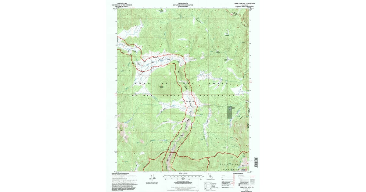 1994 Map of Templeton Mtn, Tulare County, CA — High-Res | Pastmaps