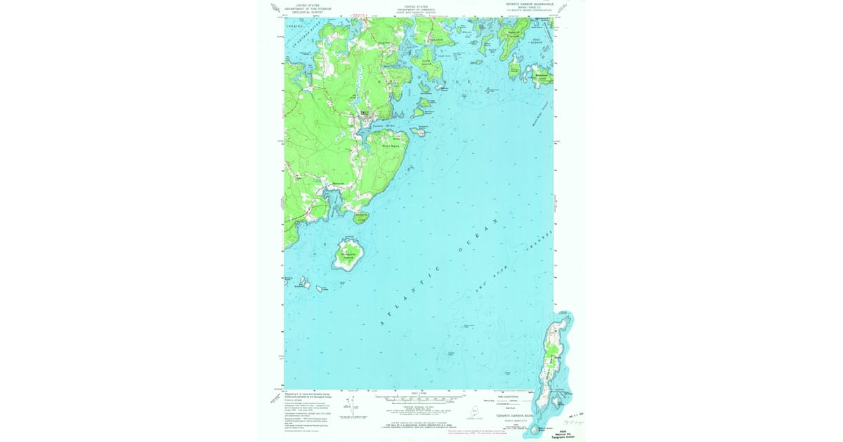 1955 Map of Tenants Harbor, Knox County, ME — High-Res, 1974 Print ...