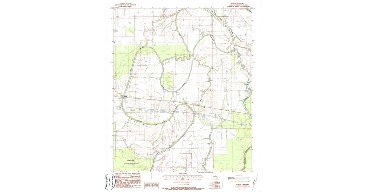 1986 Map of Tendal, Madison Parish, LA — High-Res | Pastmaps