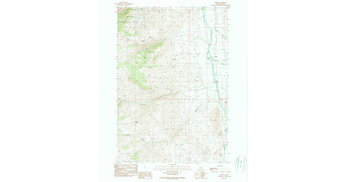 1989 Map of Tendoy, Lemhi County, ID — High-Res | Pastmaps