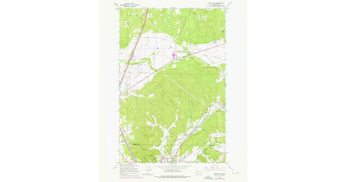 1959 Map of Tenino SW, Thurston County, WA — High-Res, 1976 Print ...