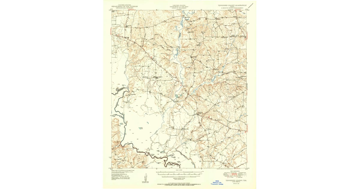 1950 Map of Tennessee Colony, Anderson County, TX — High-Res | Pastmaps