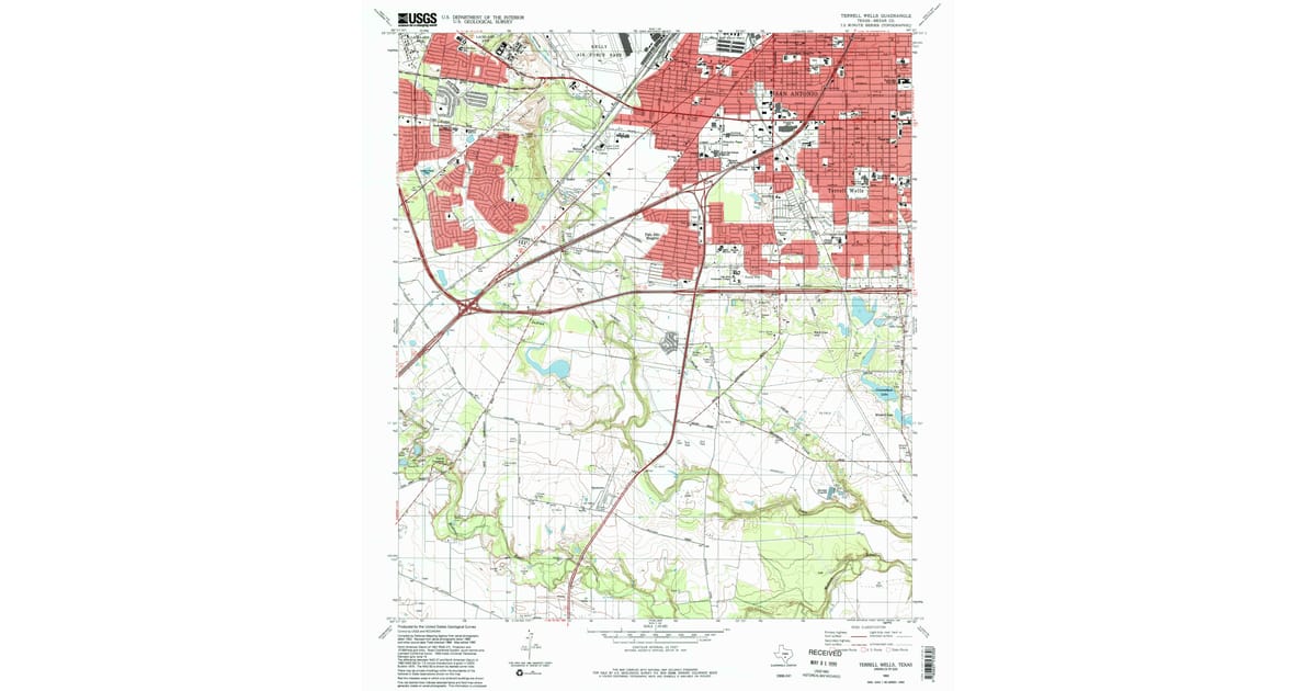 1992 Map of Terrell Wells, Bexar County, TX — High-Res | Pastmaps