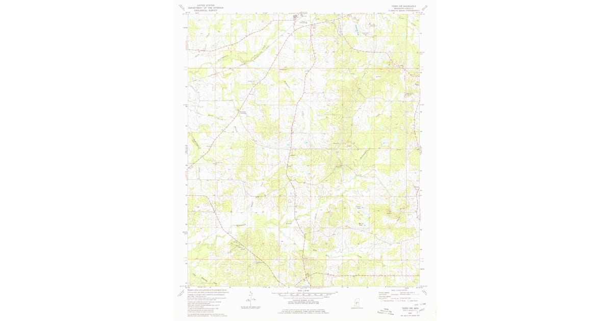 1980 Map of Terry NW, Hinds County, MS — High-Res | Pastmaps