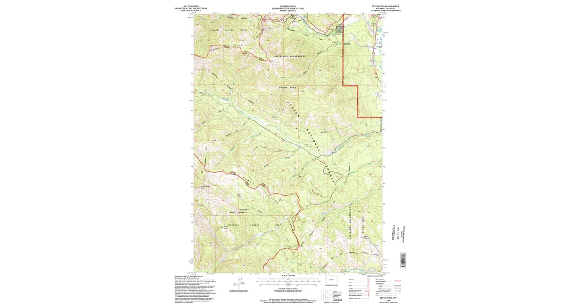 1996 Map of Teton Pass, Teton County, WY — High-Res | Pastmaps