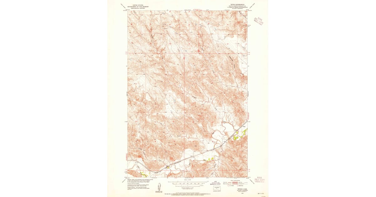 1953 Map of Teton, Stanley County, SD — High-Res | Pastmaps