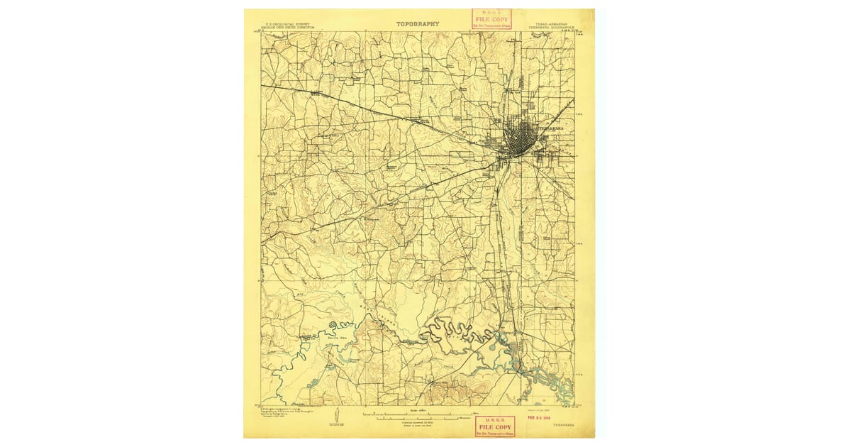 1909 Map of Texarkana, TX — High-Res, 1909 Print #2 | Pastmaps