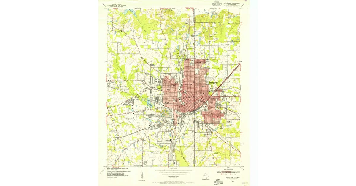1954 Map of Texarkana, TX — High-Res | Pastmaps