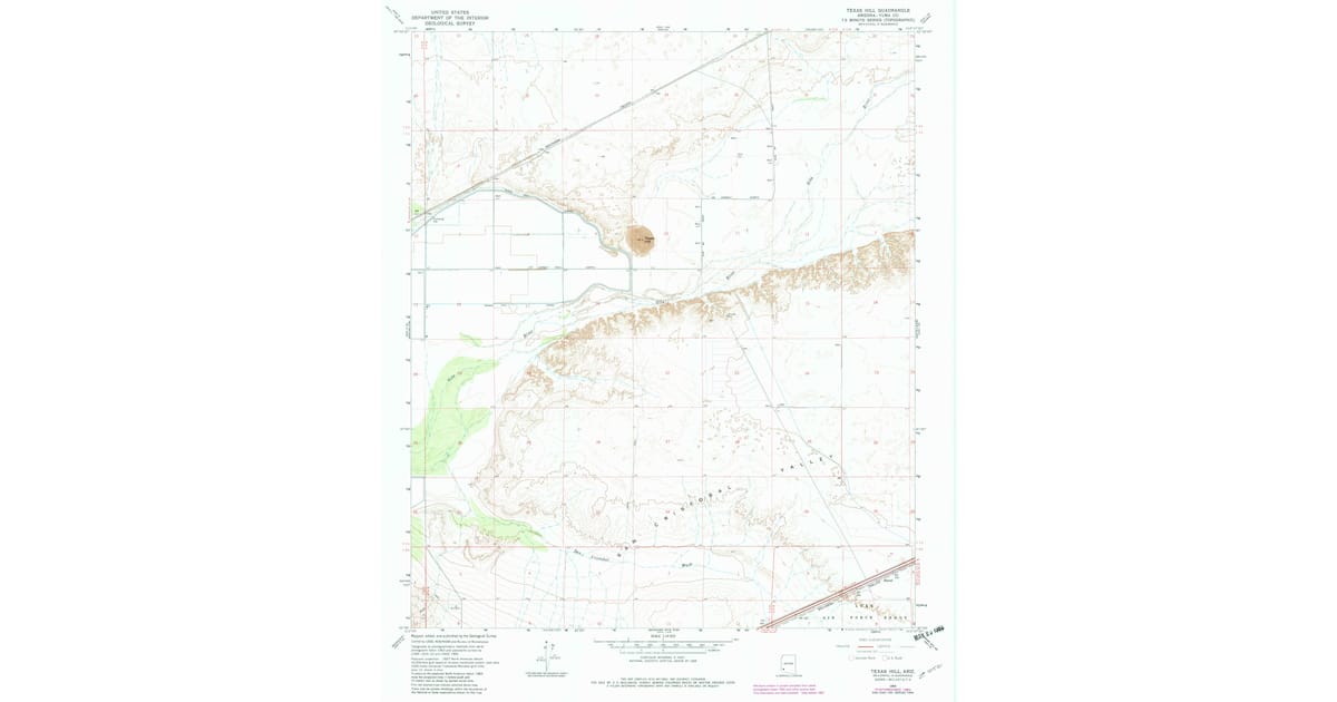 1965 Map of Texas Hill, Yuma County, AZ — High-Res, 1982 Print | Pastmaps