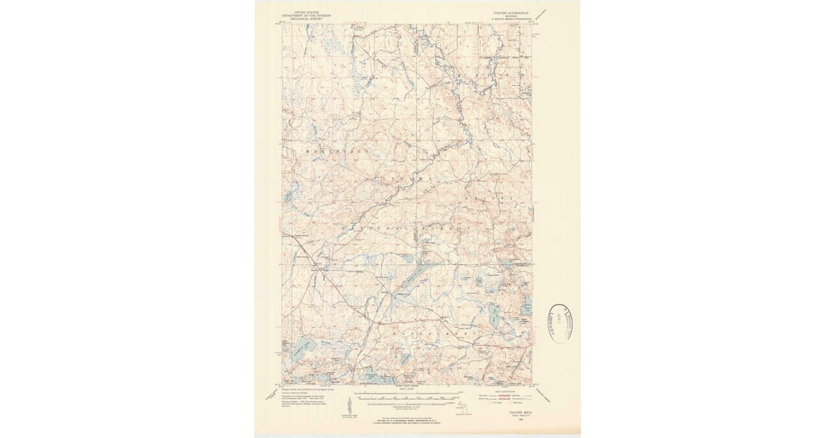 1952 Map of Thayer, Gogebic County, MI — High-Res | Pastmaps