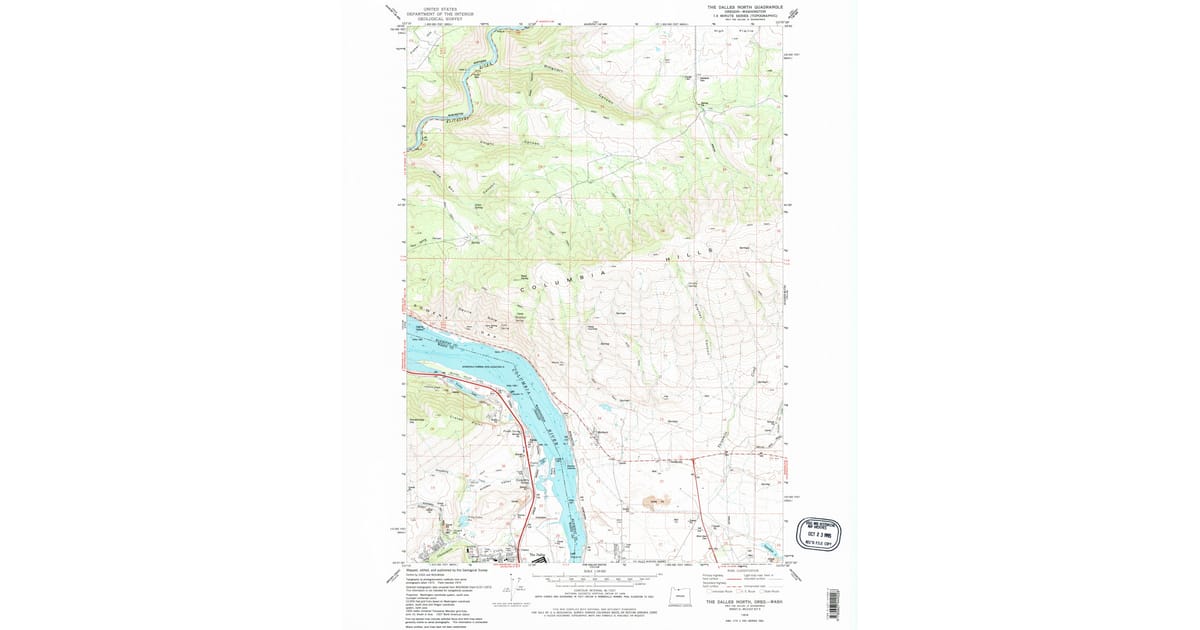 1974 Map of The Dalles North, Wasco County, OR — High-Res, 1977 Print ...