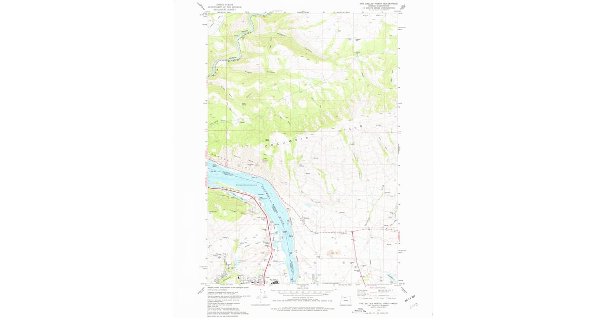 1974 Map of The Dalles North, Wasco County, OR — High-Res | Pastmaps