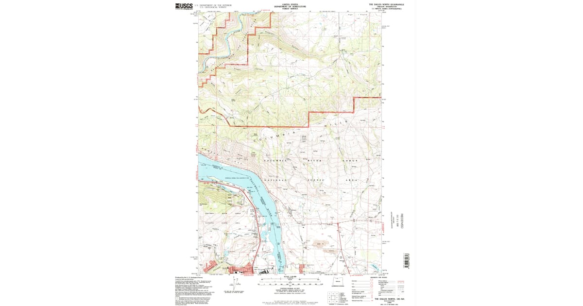 1994 Map of The Dalles North, Wasco County, OR — High-Res | Pastmaps