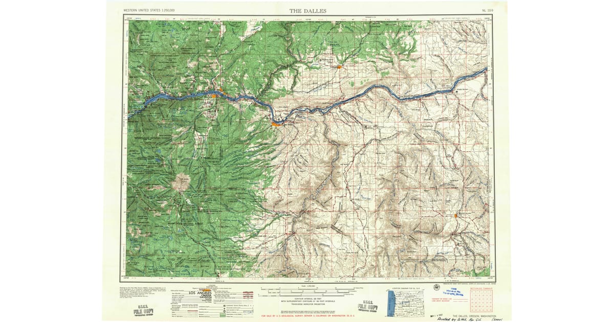 1957 Map of The Dalles, OR — High-Res | Pastmaps