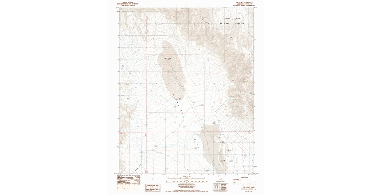 1986 Map of The Dunes, Inyo County, CA — High-Res | Pastmaps