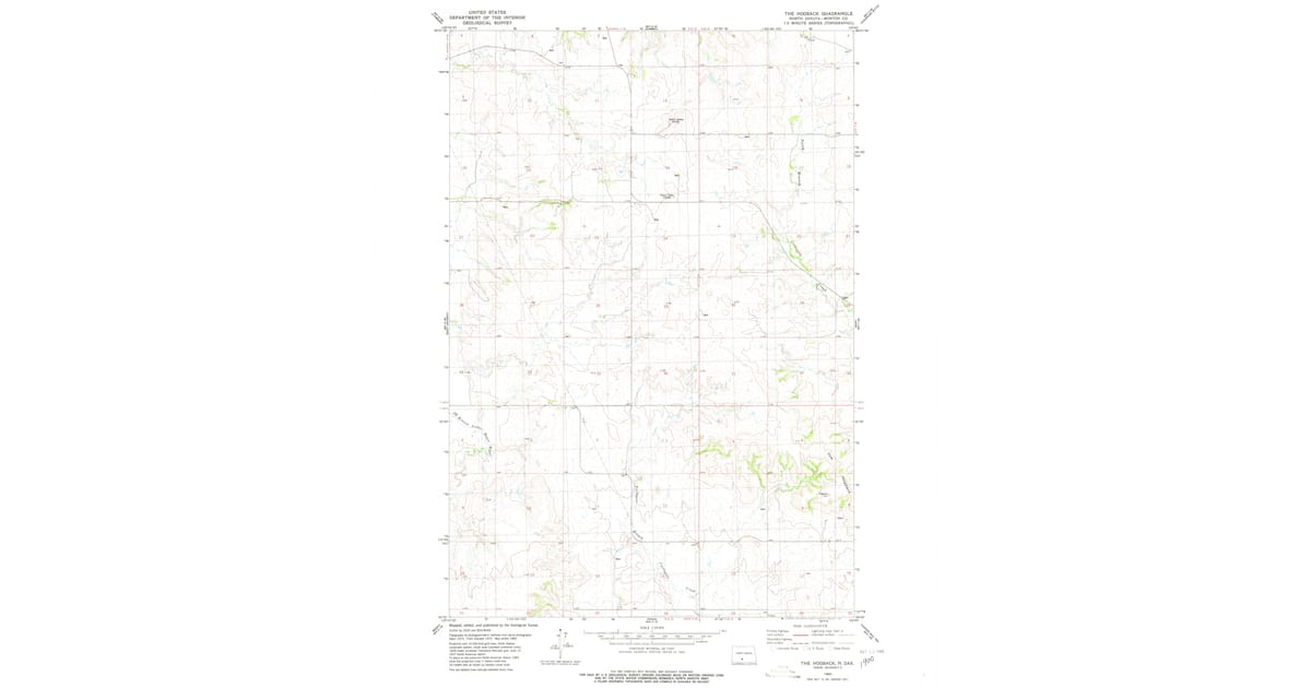 1980 Map of The Hogback, Morton County, ND — High-Res | Pastmaps
