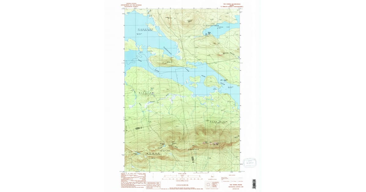 1989 Map of The Horns, Somerset County, ME — High-Res | Pastmaps