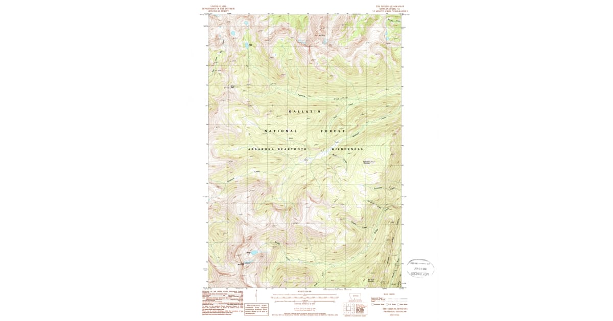 1987 Map of The Needles, Park County, MT — High-Res | Pastmaps
