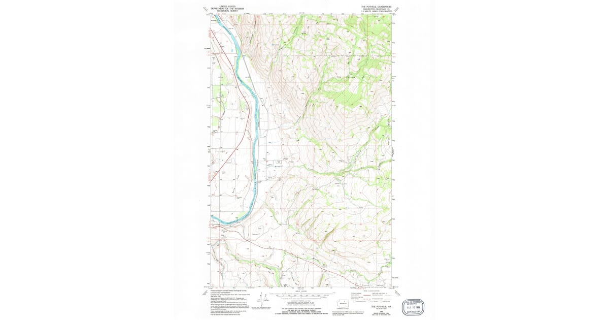 1980 Map of The Pothole, Okanogan County, WA — High-Res, 1994 Print ...