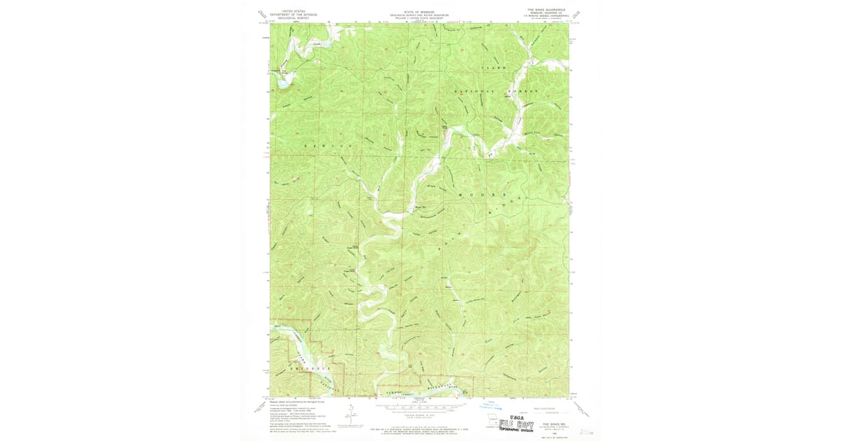 1968 Map of The Sinks, Shannon County, MO — High-Res | Pastmaps