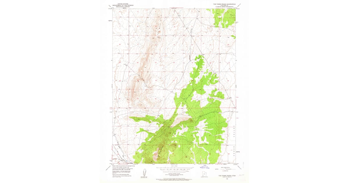 1950 Map of The Three Peaks, Iron County, UT — High-Res | Pastmaps