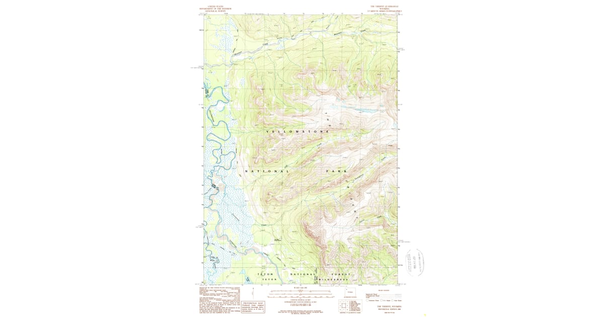 1989 Map of The Trident, Park County, WY — High-Res | Pastmaps