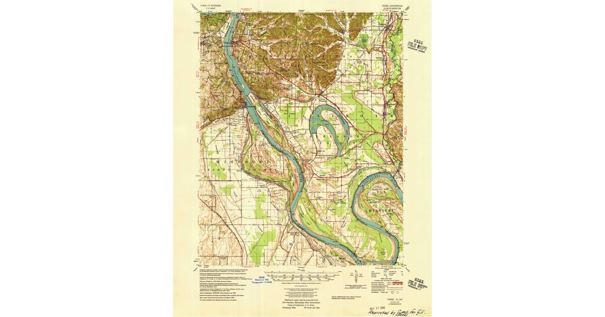 1955 Map of Thebes, IL — High-Res | Pastmaps