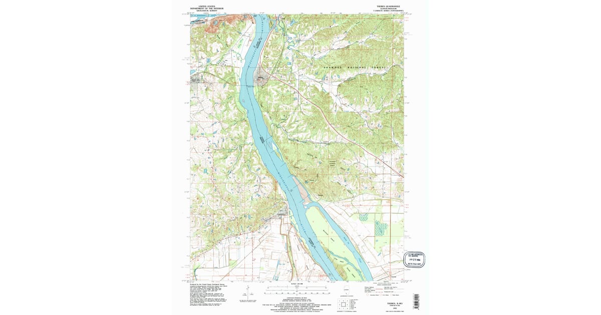 1993 Map of Thebes, IL — High-Res | Pastmaps