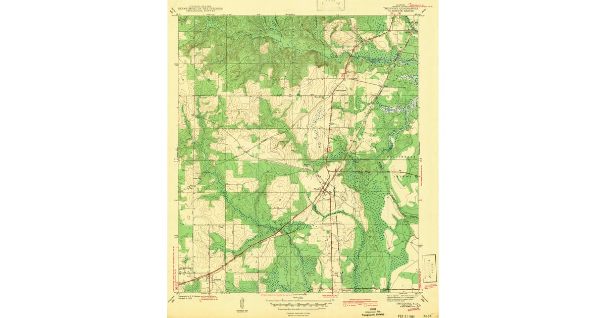 1943 Map of Theodore, AL — High-Res | Pastmaps