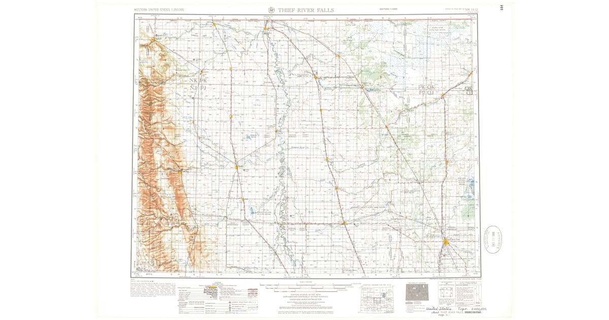 1956 Map of Thief River Falls, MN — High-Res | Pastmaps